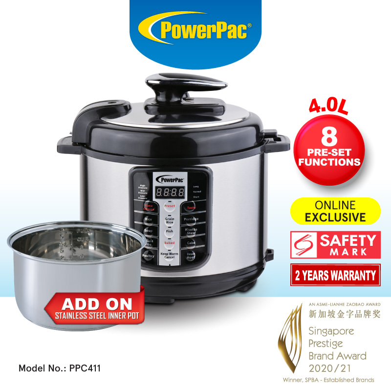 PowerPac Pressure Cooker Electric With Stainless Steel Pot 4L, Rice ...