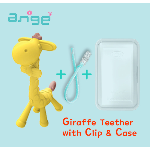 Baby Teether / ANGE Giraffe Teether with Clip & Case / Baby Gums / Baby ...