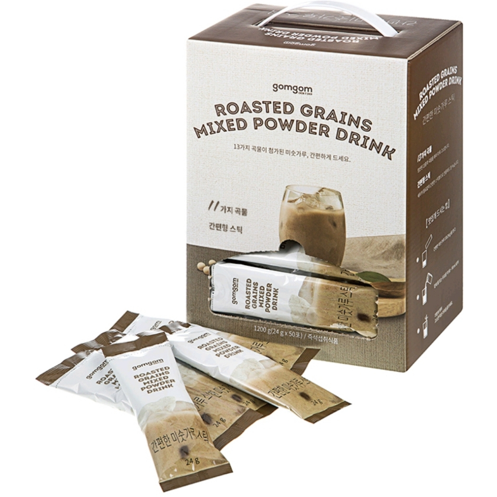 gomgom Roasted Grains Mixed Powder Drink Korean Shake 24g x 50 sticks ...