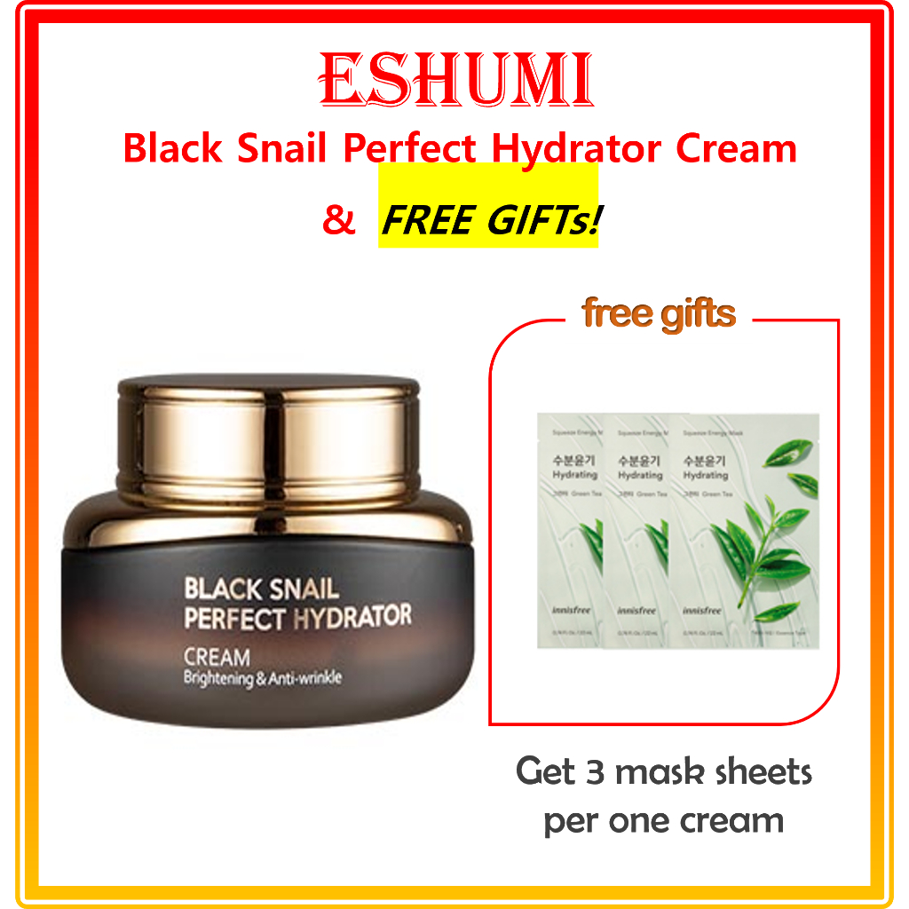 Eshumi Black Snail Perfect Hydrator Cream (Free gift★ innisfree Energy ...