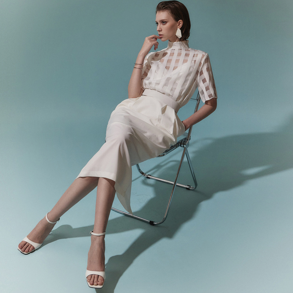 Square See-through Color Scheme Midi Dress(Belt set) | Shopee Malaysia