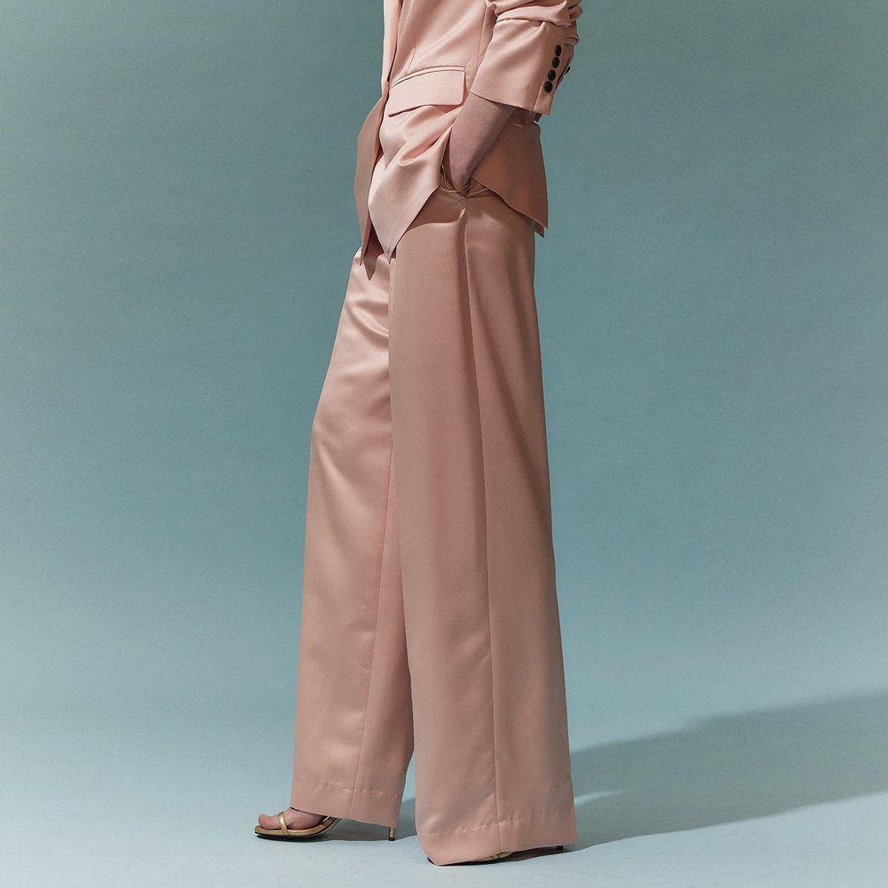 DINT_MBDP012 Satin Pintuck Wide Long Slacks | Shopee Malaysia