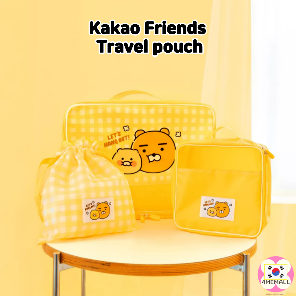 Kakao Friends Travel pouch Ryan and Choonsik String type Pouch L Pouch ...