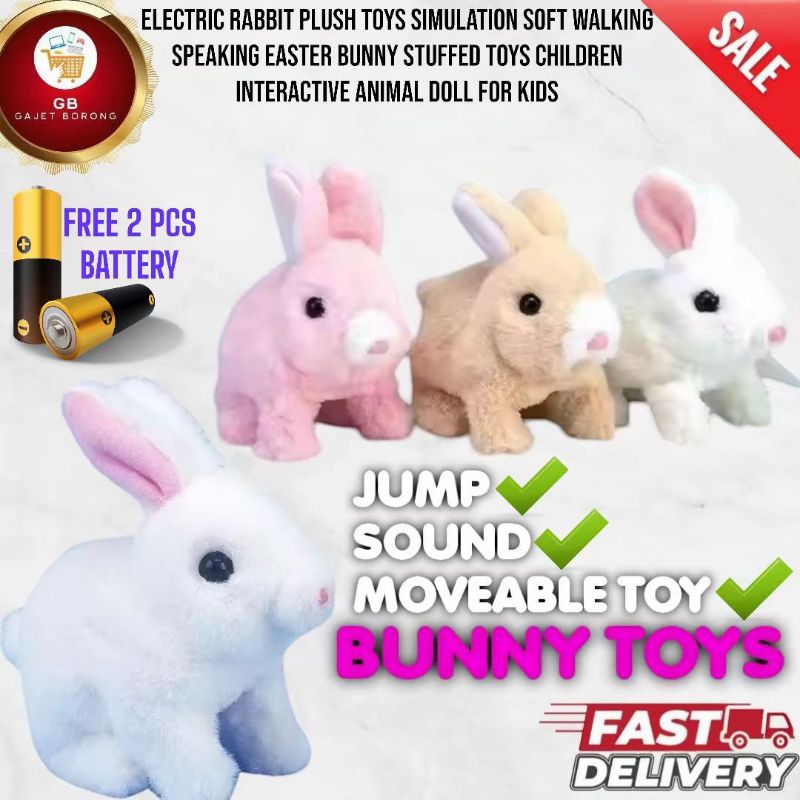 Speaking Walking Electric Cute Rabbit Plush Toys Simulation Soft Easter ...