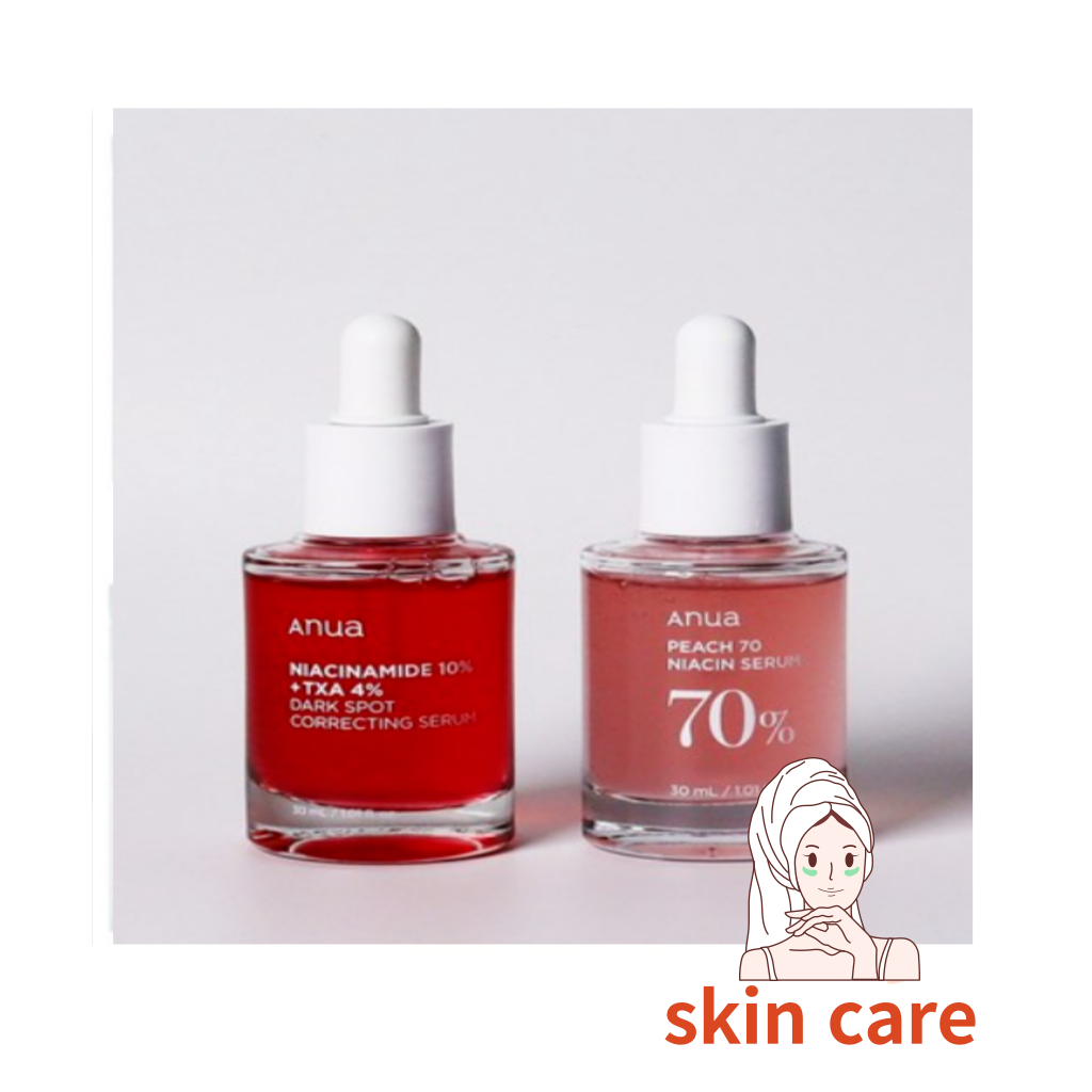 Anua Pink Serum Set Duo for Korean Glass Skin:10% Niacinamide + 4% ...