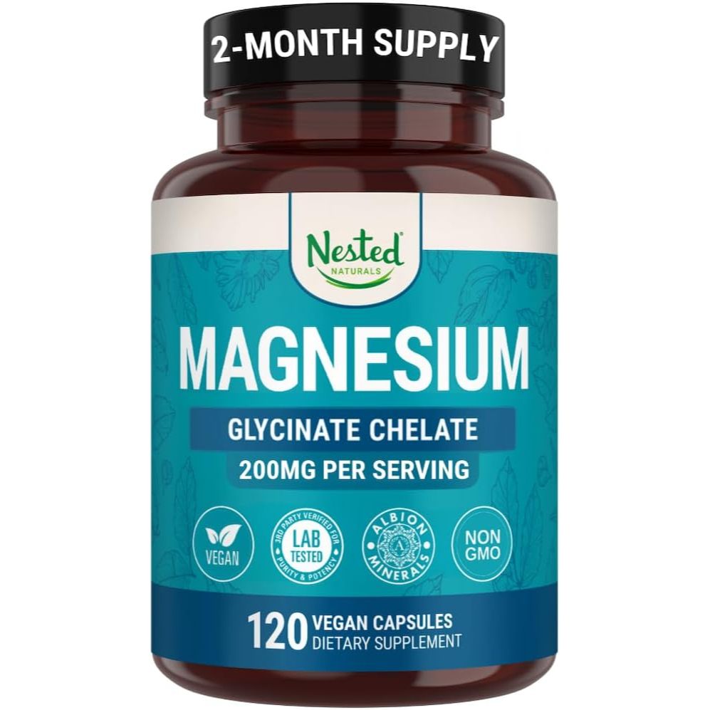 Nested Naturals Magnesium Glycinate Chelate 120 Vegan Capsules - 200mg ...