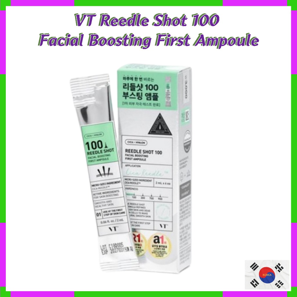 VT Reedle Shot 100 Facial Boosting Ampoule 2ml x 6 - Skin Elasticity, Hydration, Recovery ...