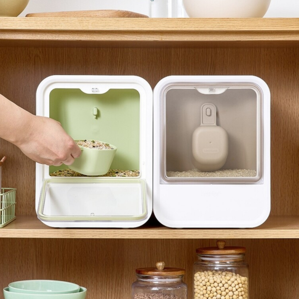LocknLock Cube Rice Container 7kg, 11kg, Dehumidifier Scoop, One-Touch ...