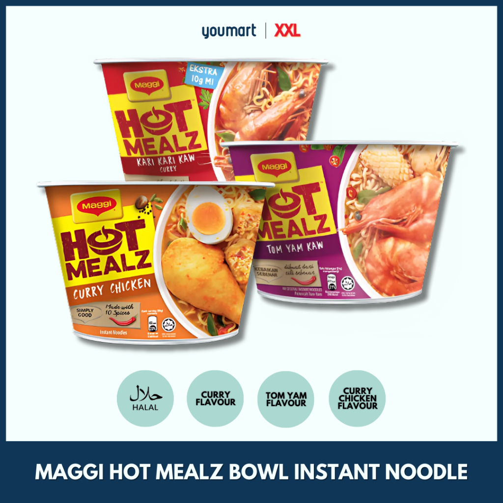 Maggi Hot Mealz Bowl Instant Noodle • Halal • 3 flavours • by XXL Store ...