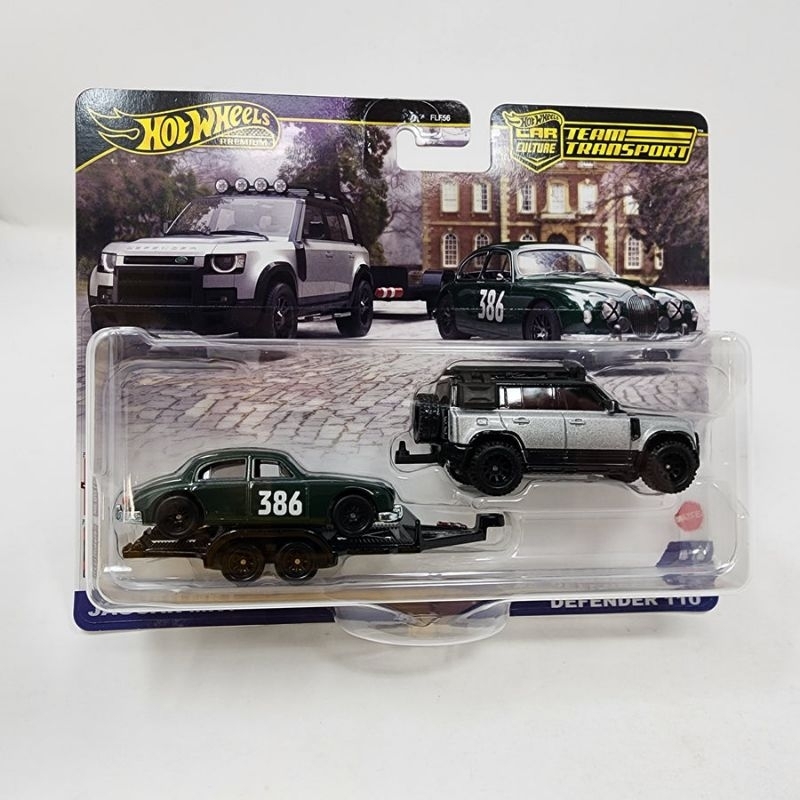 HOT WHEELS PREMIUM JAGUAR MK1/LAND ROVER DEFENDER 110 TEAM TRANSPORT ...