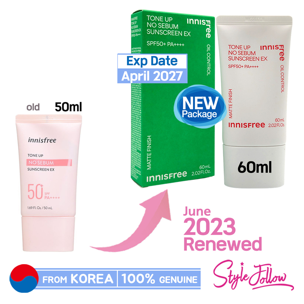 ️NEW Package ️[INNISFREE] Tone Up No Sebum Sunscreen EX 60ml (SPF50+/PA++++) | Shopee Malaysia