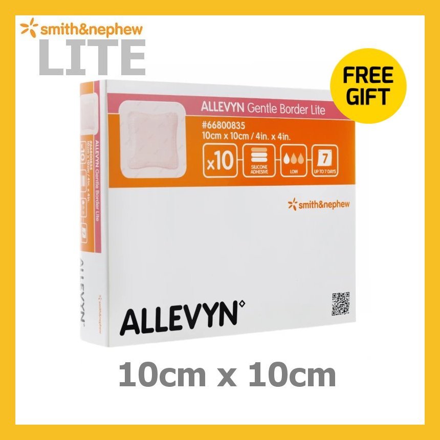 Smith & Nephew Allevyn Gentle Border Lite 10cm x 10cm - Box of 10 Soft and Flexible Foam ...