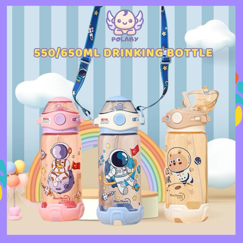 POLABY 550ml 650ml Water Bottle Kids With Lids Botol Air Budak Cute Drinking Bottle Kids Botol ...