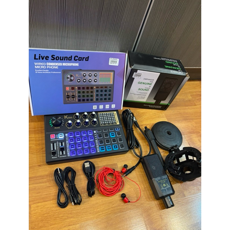 professional sound card k800 with lt-240 microphone /hf/adapter for ...