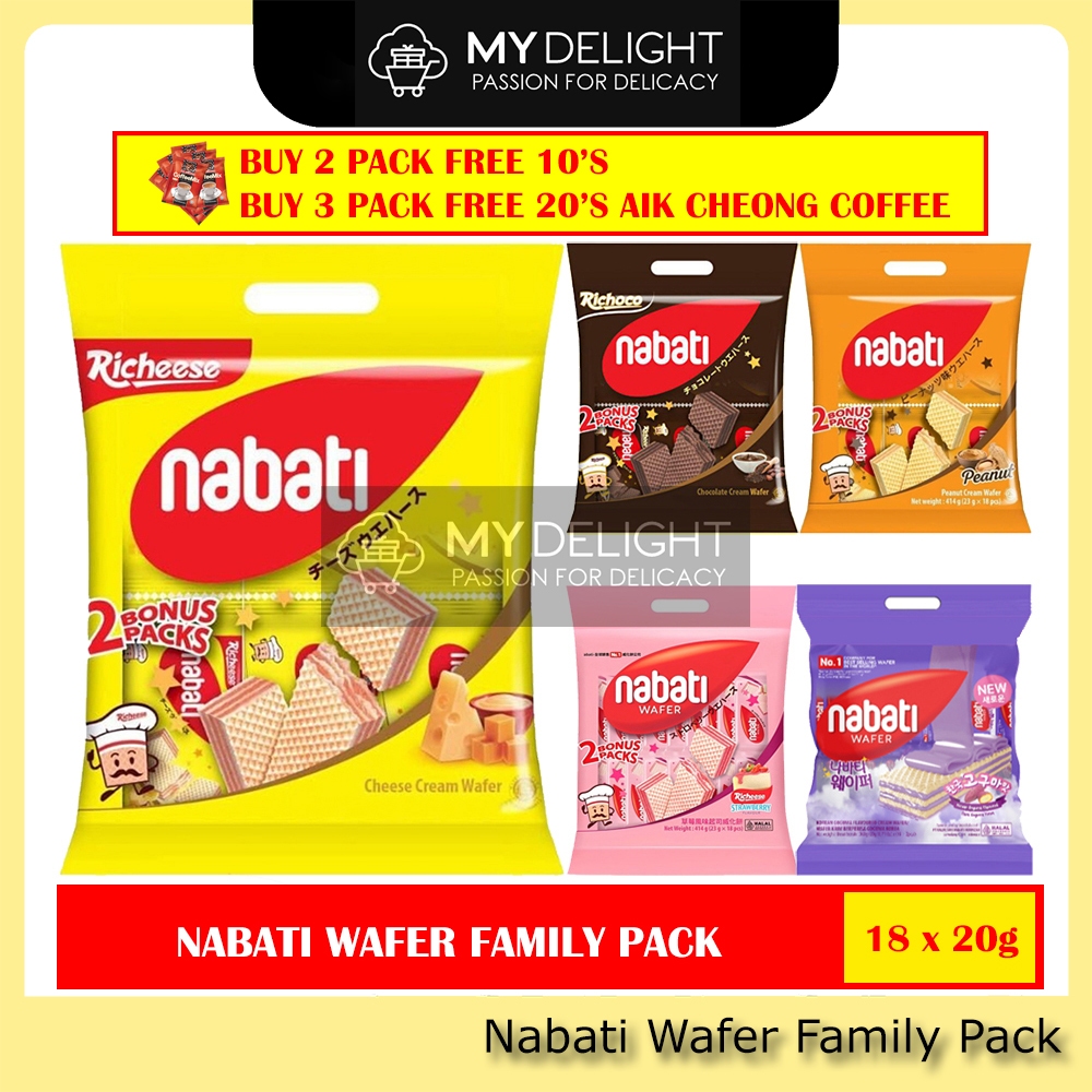 (Family Pack 20g x 18pcs) Nabati Richeese Richoco Peanut Wafer Bites ...