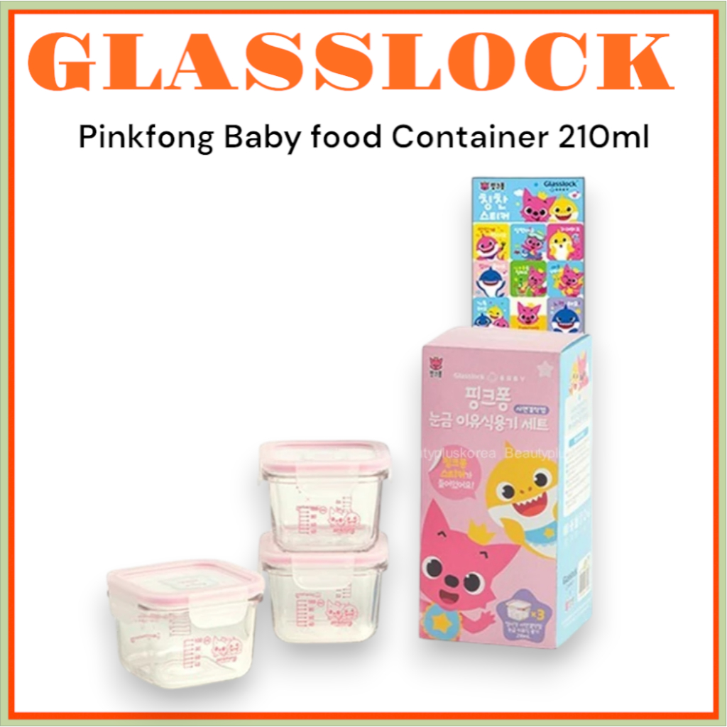 [GLASSLOCK] Pinkfong Baby food Container 210ml (1p / 3p) | Shopee Malaysia