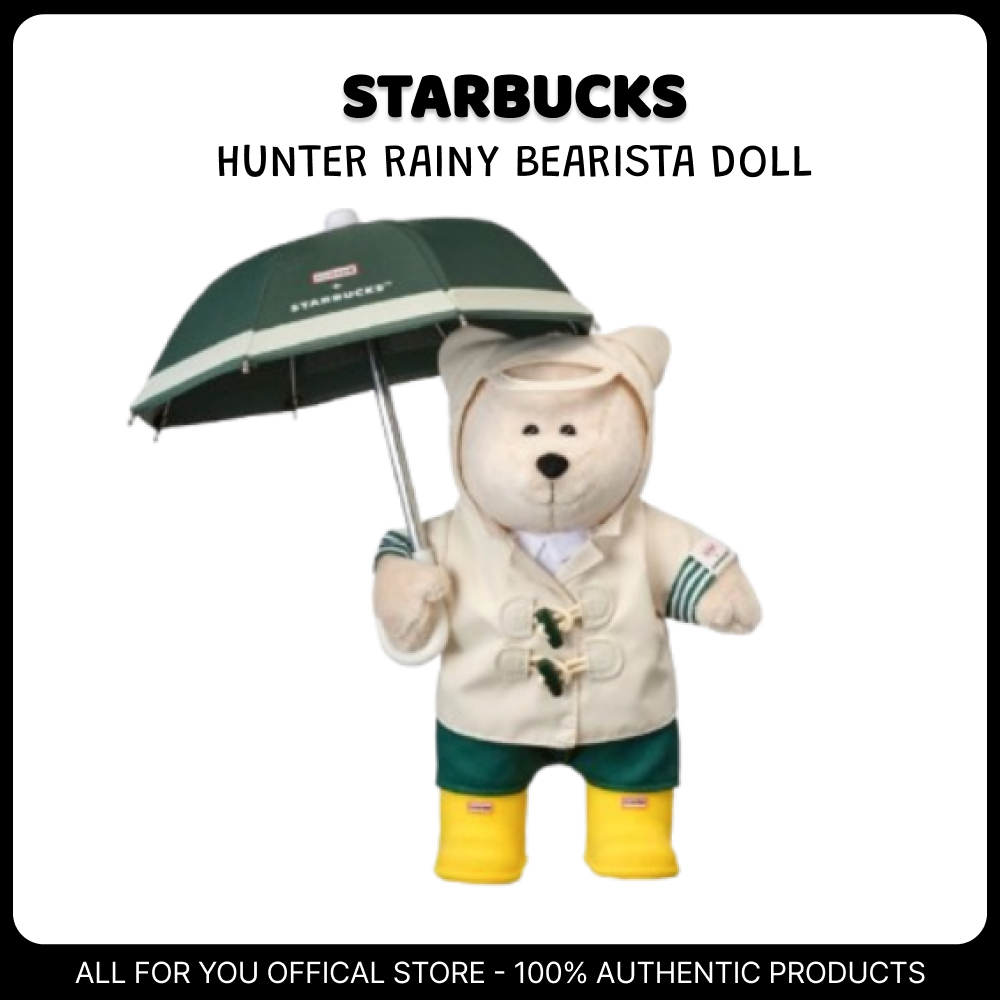 [STARBUCKS x HUNTER] Rainy Bearista Doll, Cream | Shopee Malaysia