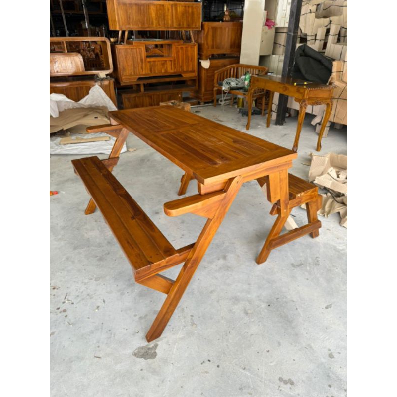 MEJA LIPAT/KERUSI LIPAT KATI/MEJA LIPAT JATI/FOLDING TABLE TO BENCH ...