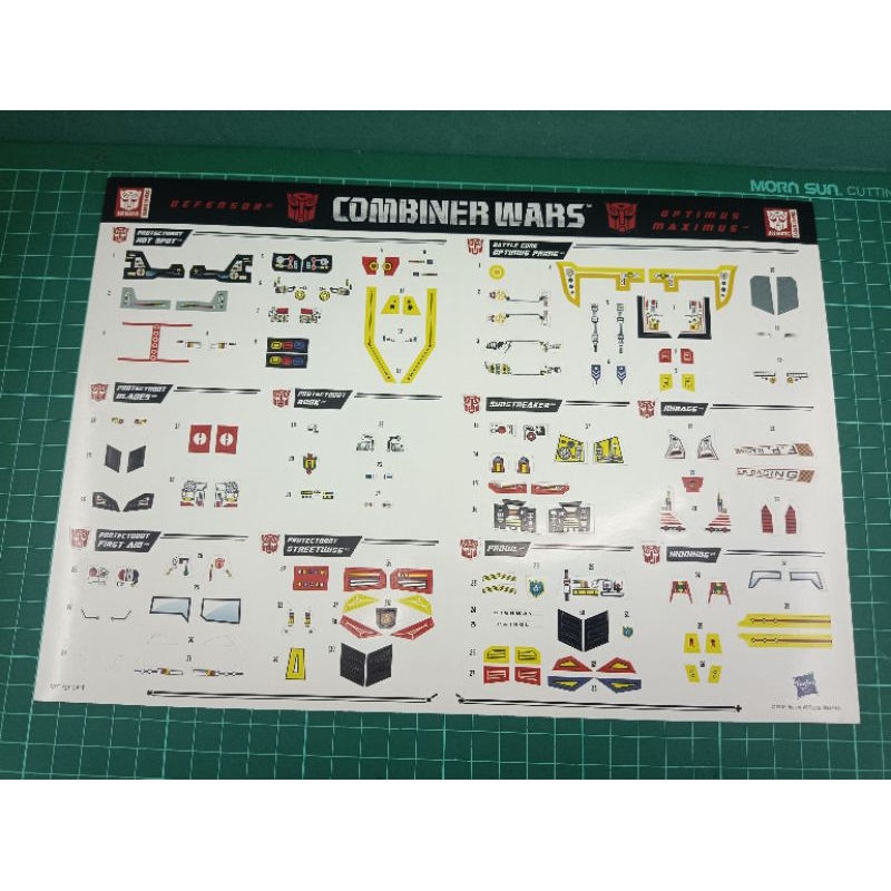 Official stickers sheet for Transformers Combiner Wars Grand Optimus ...