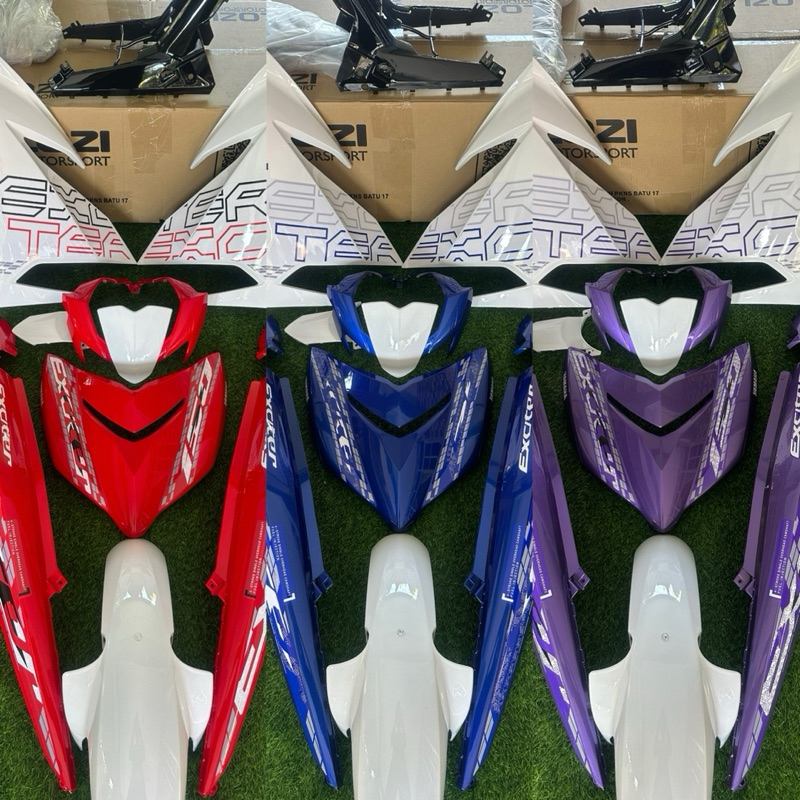 Body coverset Y15 V2 design aerox stiker tanam jenama velozi merah biru ...