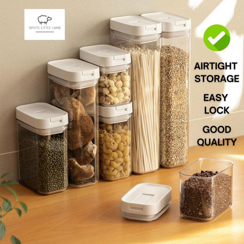 SG Air Tight Container Food Storage Easy Lock Stackable Organization ...