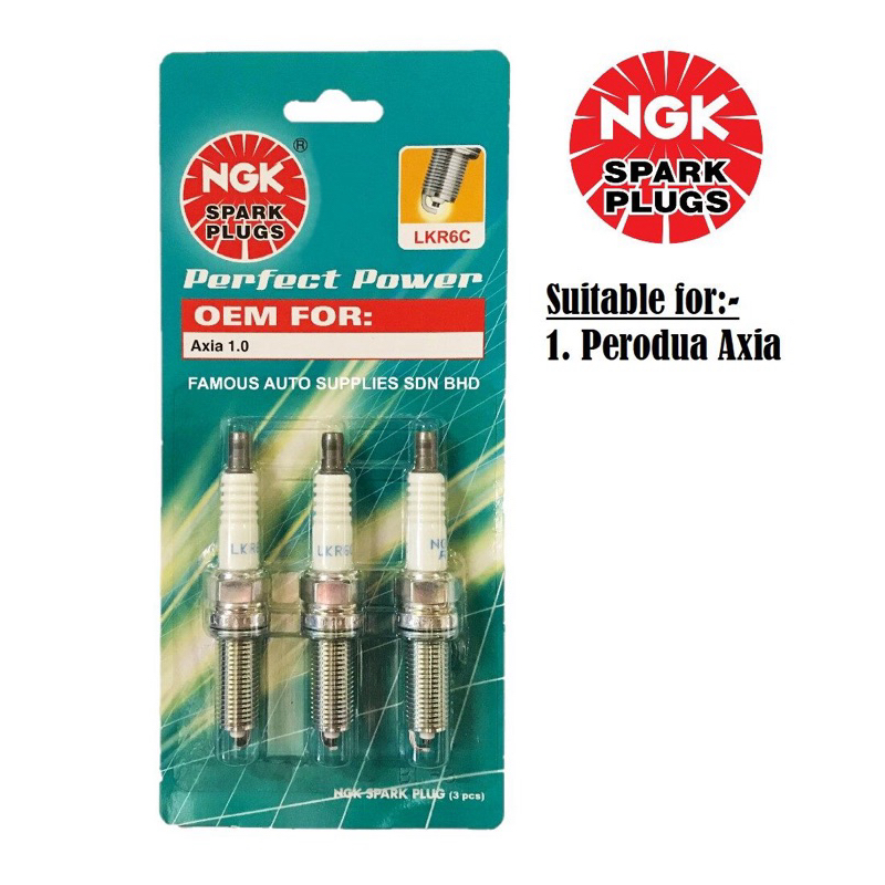LKR6C Standard Spark Plug for Perodua Axia, Bezza 1.0 (3pcs per Set ...