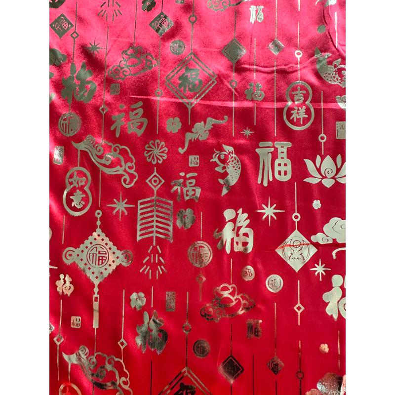 58” satin cny gold printed design fabric (by meter) | Shopee Malaysia