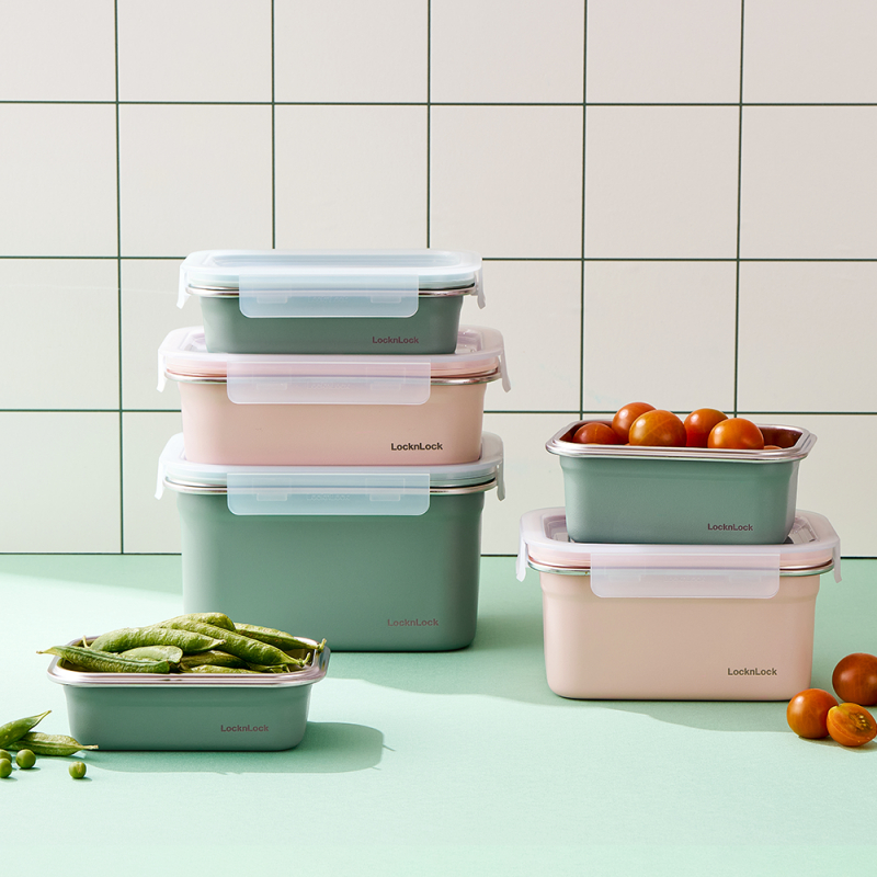 LocknLock Color Stainless Cozy Stackable Rectangular Case Container ...