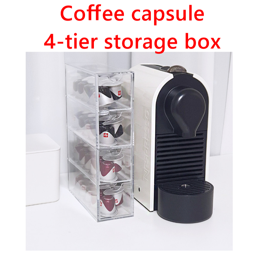 Transparent Mini Drawer 4-Section Organizer Coffee capsule 4-tier ...