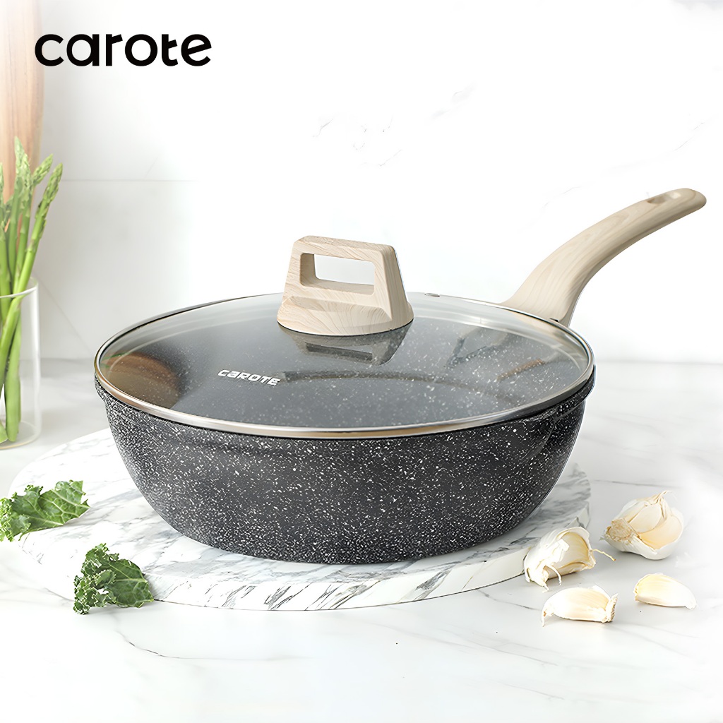 Carote Granite Non Stick Deep Frying Pan Skillet Saute Pan Fry Pan with ...