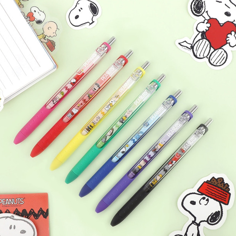 Peanuts Snoopy & Friends Gel Pen 0.5mm Black Cute Korean Stationery ...