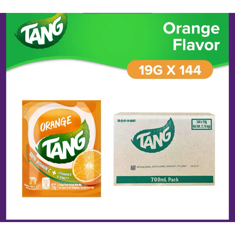 TANG powdered juice- Orange 1box(19grams x 144packs) | Shopee Malaysia