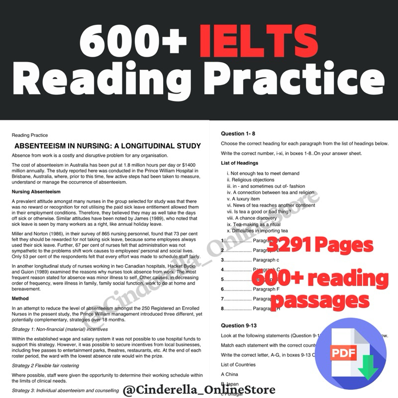 A140_📕 𝟐𝟎𝟐𝟒 600+ IELTS Reading Practice｜PDF | Shopee Malaysia