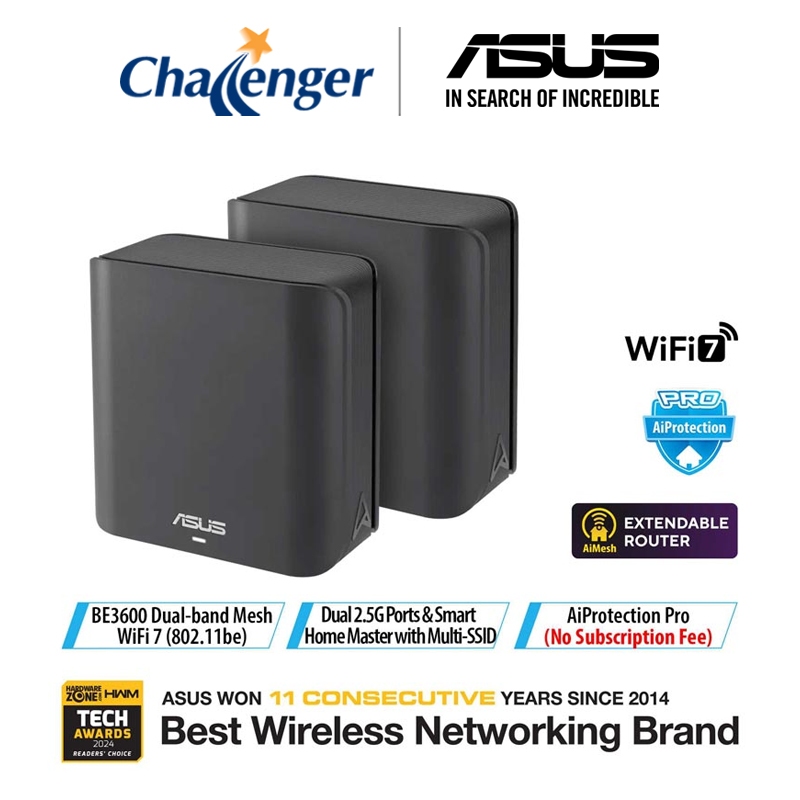 Asus ZenWiFi BE3600 BD4 Black 2-Pack/3-Pack WiFi 7 Mesh | Shopee Malaysia