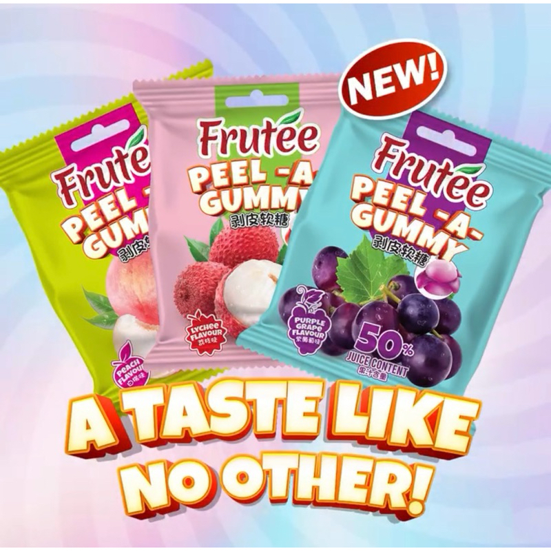 水果味爆汁软糖 Frutee Peel-A-Gummy Peach Grape Lychee Flavour Sugar Gummy ...