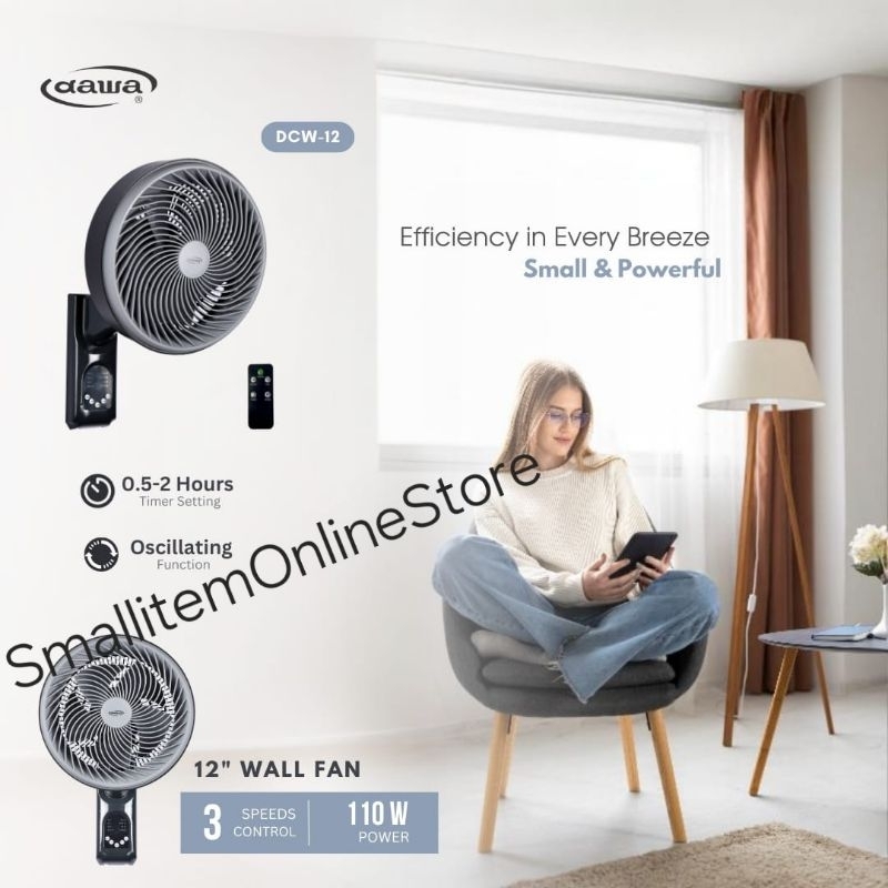 Dawa Wall Fan 12" 5Blade 110Watt Remote Control | Shopee Malaysia