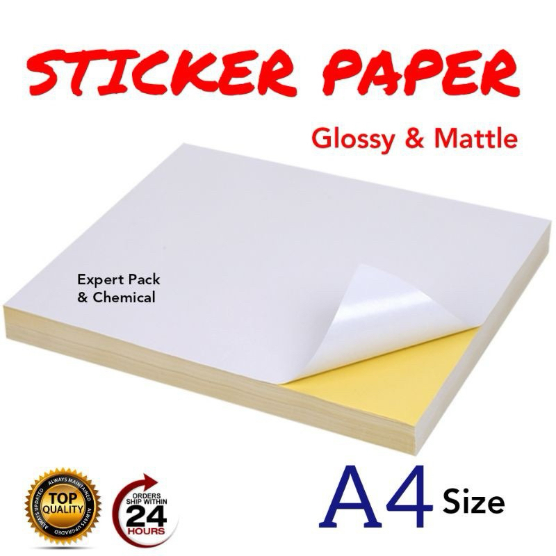 Printable Sticker Paper A4 SIZE matte/glossy/ for laser/Inkjet printers ...