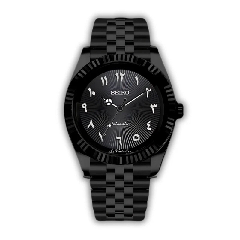 Seiko Mod Datejust 36mm / 40mm Arabic dial jubilee strap Seikolex Seiko modify black stainless ...