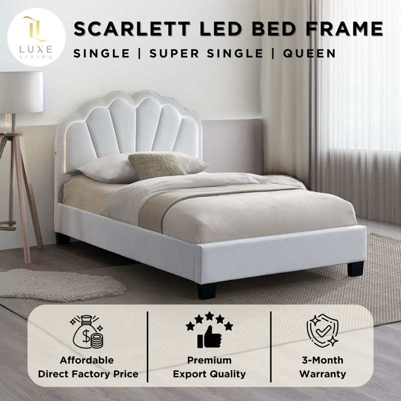 LUXE: Scarlett LED Single Bed Frame | Super Single Bed Frame | Katil ...