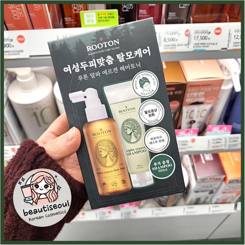 ROOTON Alpha erguen Hair Tonic 150ml + Alpha erguen SHAMPOO 100ml Special Set Vegan hair loss ...