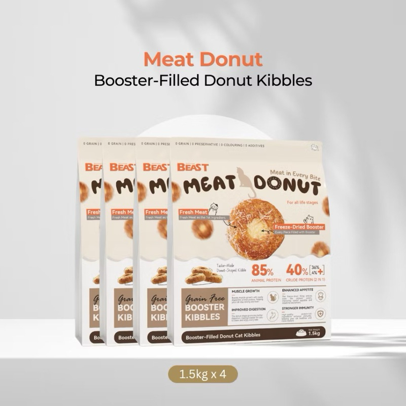 [6 KG COMBO] BEAST Super Premium Cat Food Meat Donut 40% Protein ...