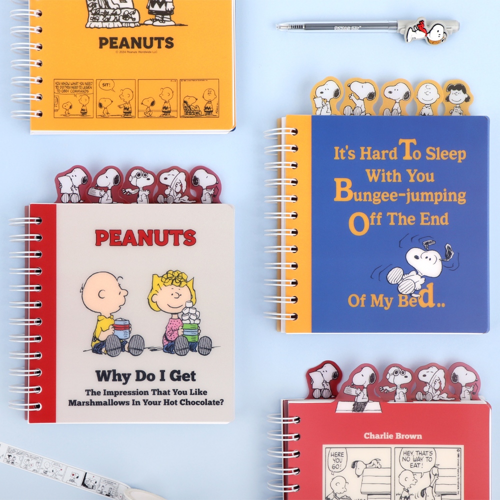 Peanuts Snoopy Index Lined Spiral Notebook Hard Cover Spring Notepad ...