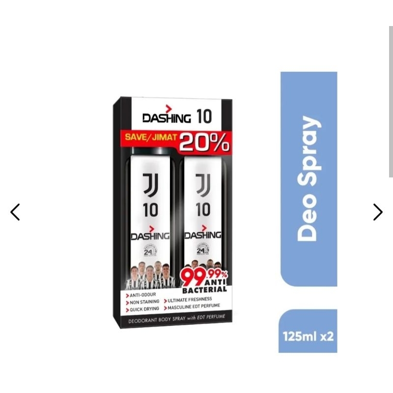 (New & Sealed) Dashing Men Deodorant Spray Juventus 10 125ml x2 ...