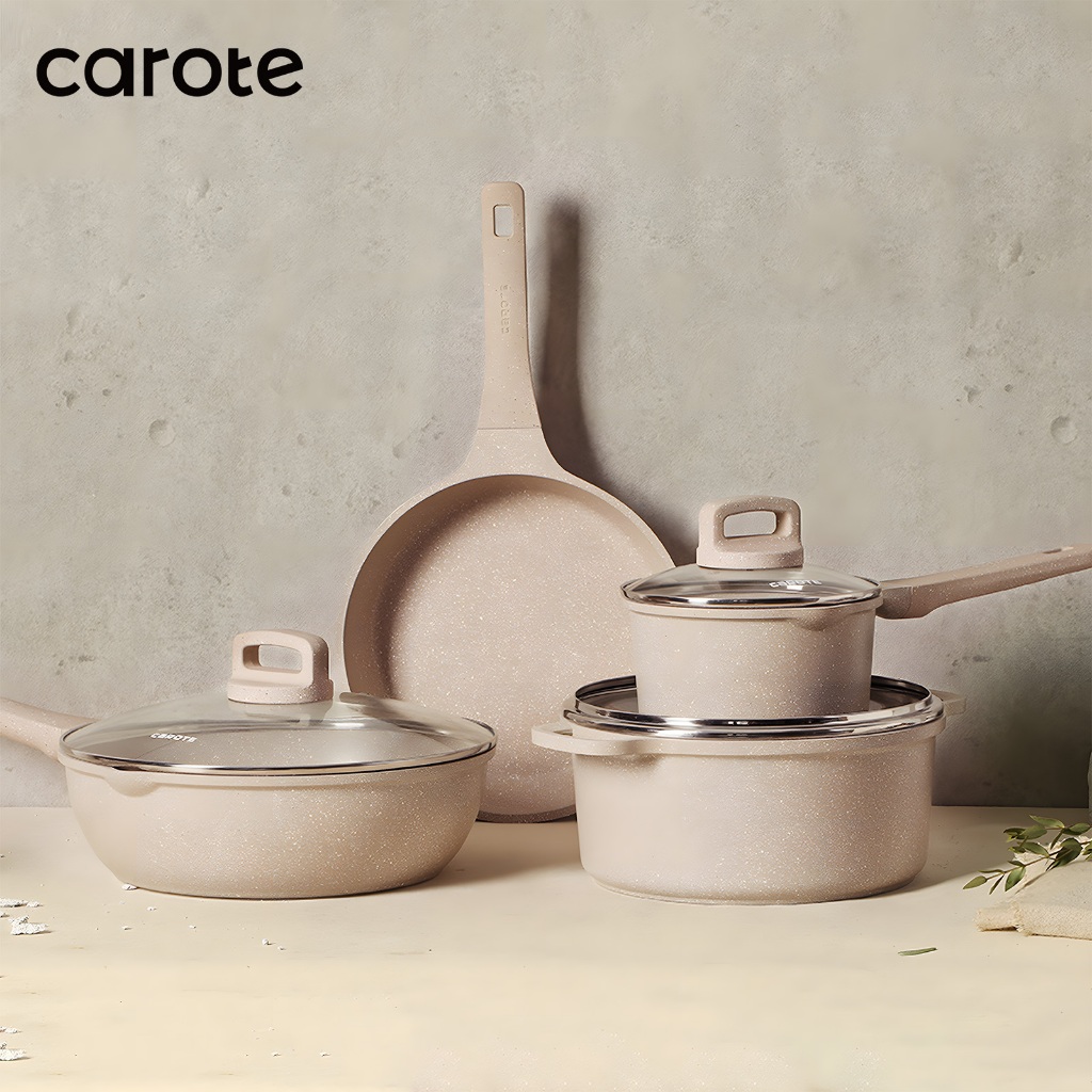 Carote Non Stick Cookware Set 7 Pcs Induction Gas Stove Easy Clean ...