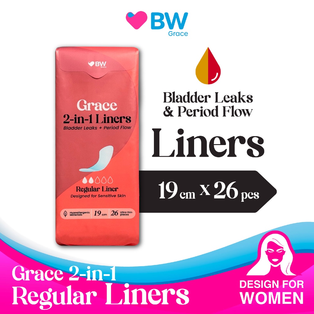 BW - Grace Regular Liners for Period Flow & Bladder Leaks (19cm, 26pcs/pack) | Shopee Malaysia