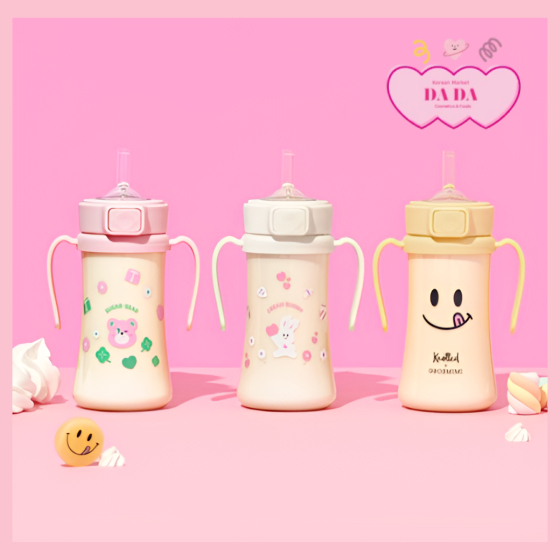 NEW Grosmimi PPSU Straw Cup Baby Feeding Bottle /Knotted Smail Bear ...