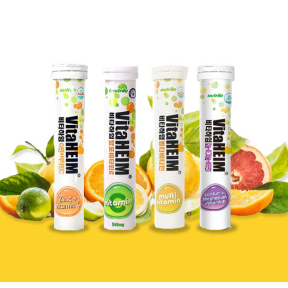 Vitaheim Effervescent Vitamin Energy Drink | Immune Support | 20 Tablets x 5 Tubes (100 Tablets ...