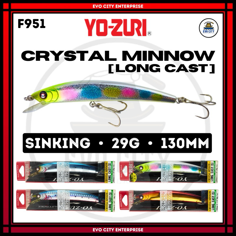 Yozuri Crystal Minnow Long Cast F951 ( Sinking | 29g | 130mm ) killer toman Sungai | Shopee Malaysia