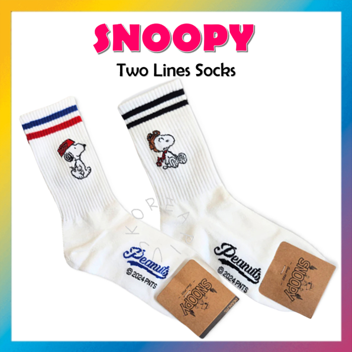 [SNOOPY] Two Lines Socks (Pilot, Hungry) | Shopee Malaysia