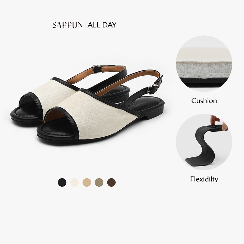 [SAPPUN] Benita Slingback Flat Sandals (1cm) 5 colors ALL DAY | Shopee ...
